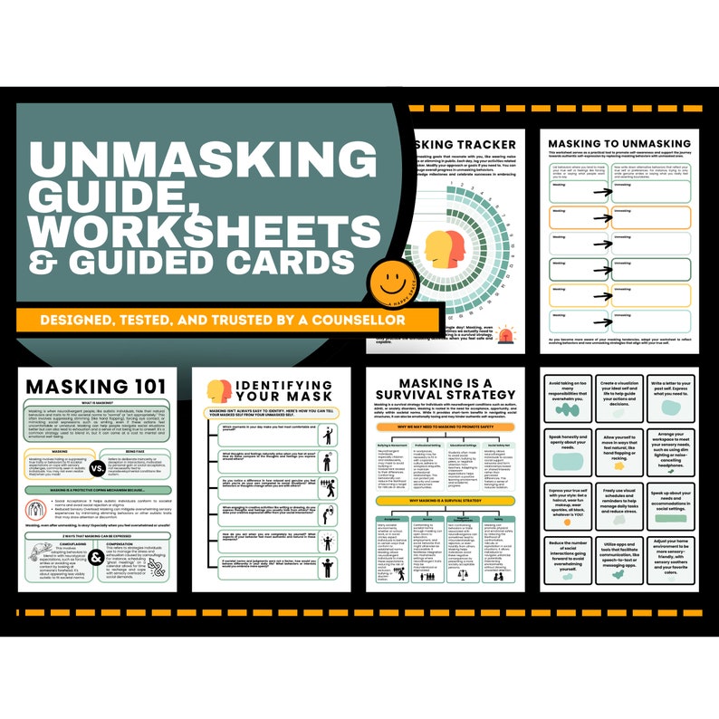 Masking Unmasking Worksheets Neurodivergent Neurodiversity-affirming ...