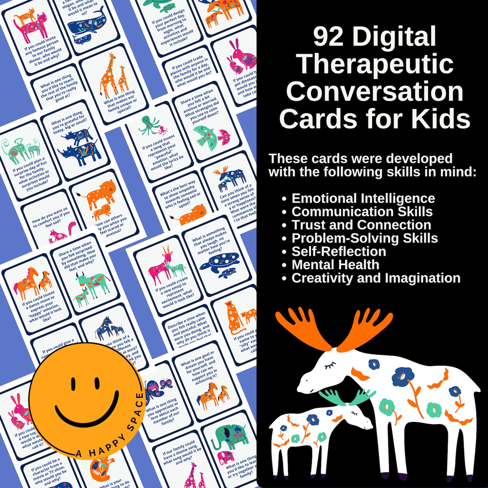 Therapeutic Conversation Cards for Kids, Play Therapy, Social Skills ...