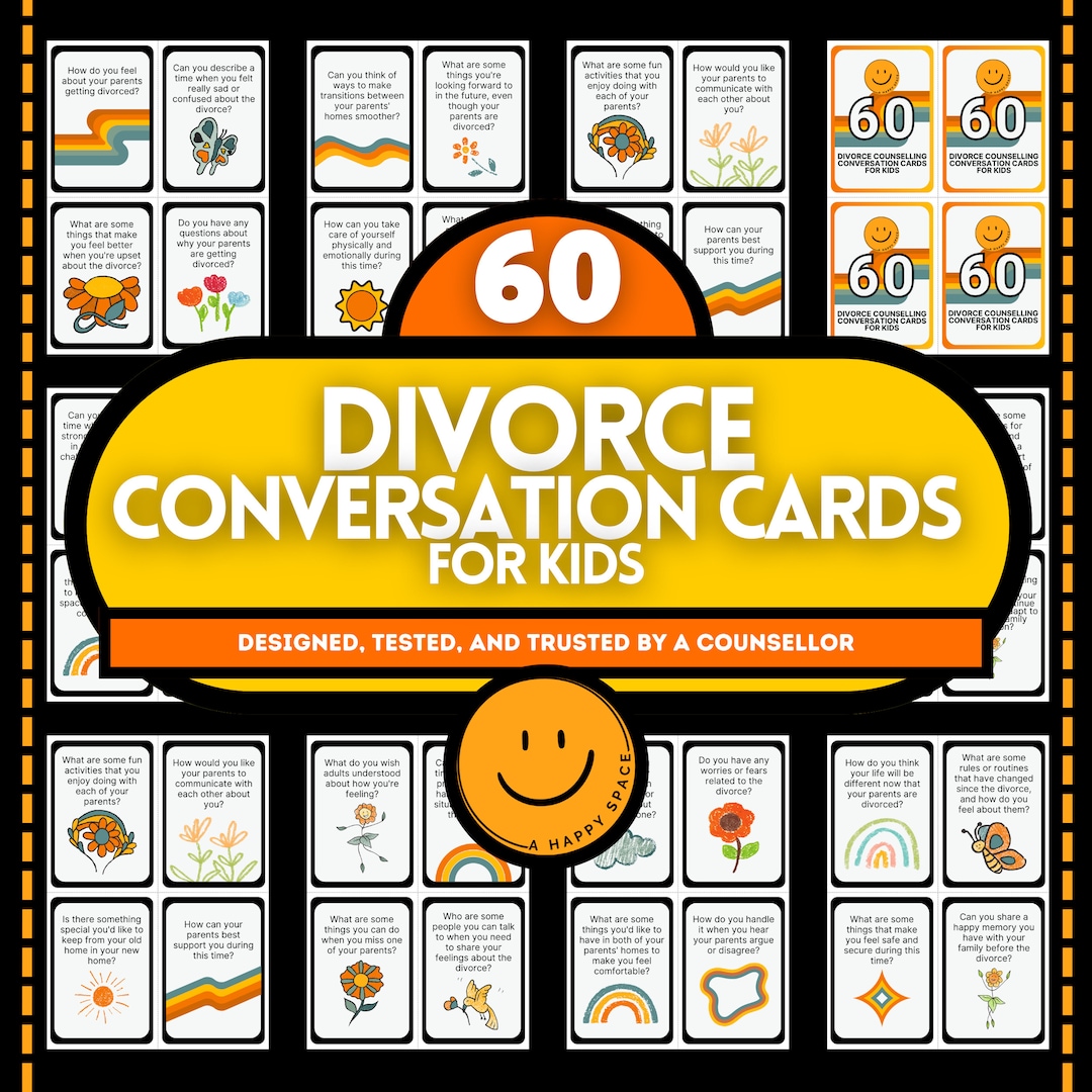 Divorce Counseling Conversation Cards for Kids Separation Questions ...