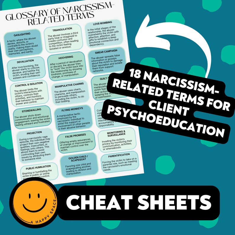 Narcissism Terms Techniques Cheat Sheets Narcissistic Abuse Recovery ...