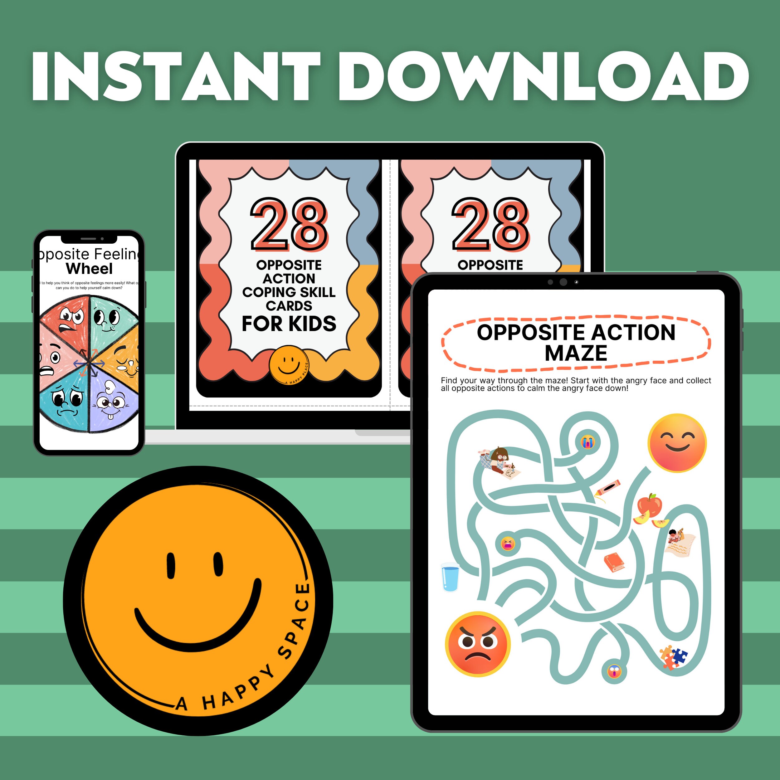 Opposite Action Coping Skills Worksheets Cards for Kids Emotional ...