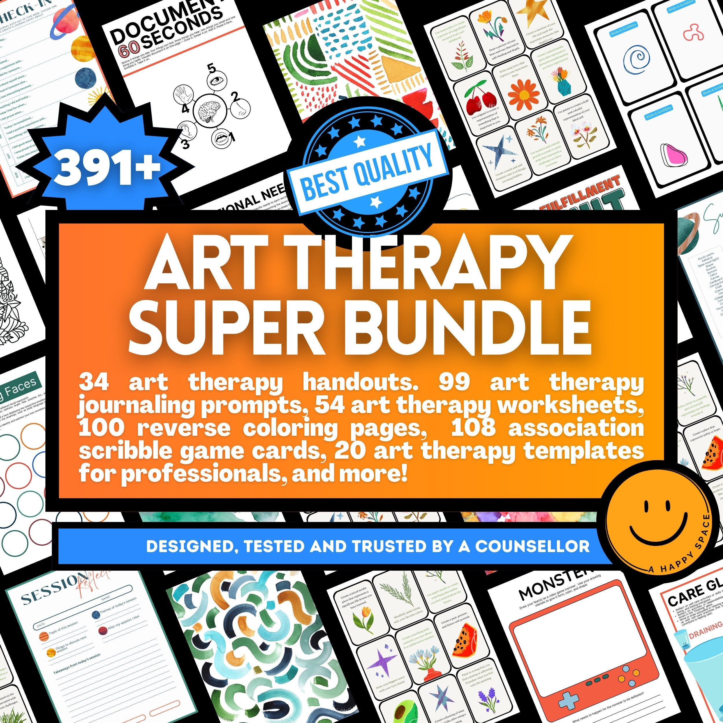 Art Therapy Worksheets Techniques Resource Cards Therapeutic Healing ...