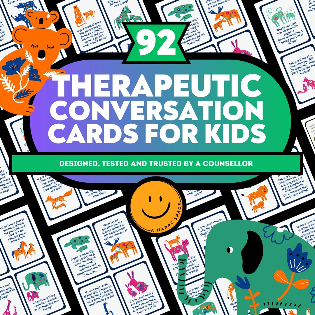 Therapeutic Conversation Cards for Kids, Play Therapy, Social Skills ...