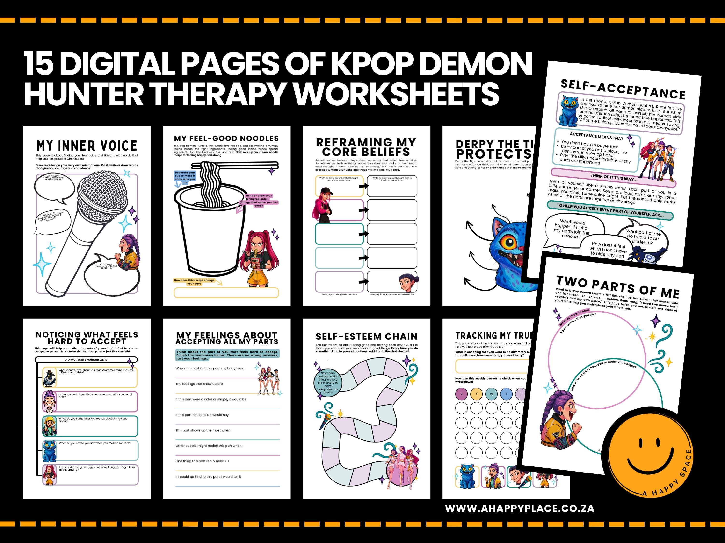 Kpop Demon Hunters Worksheets PDF, Printable Therapy SEL Activities for ...