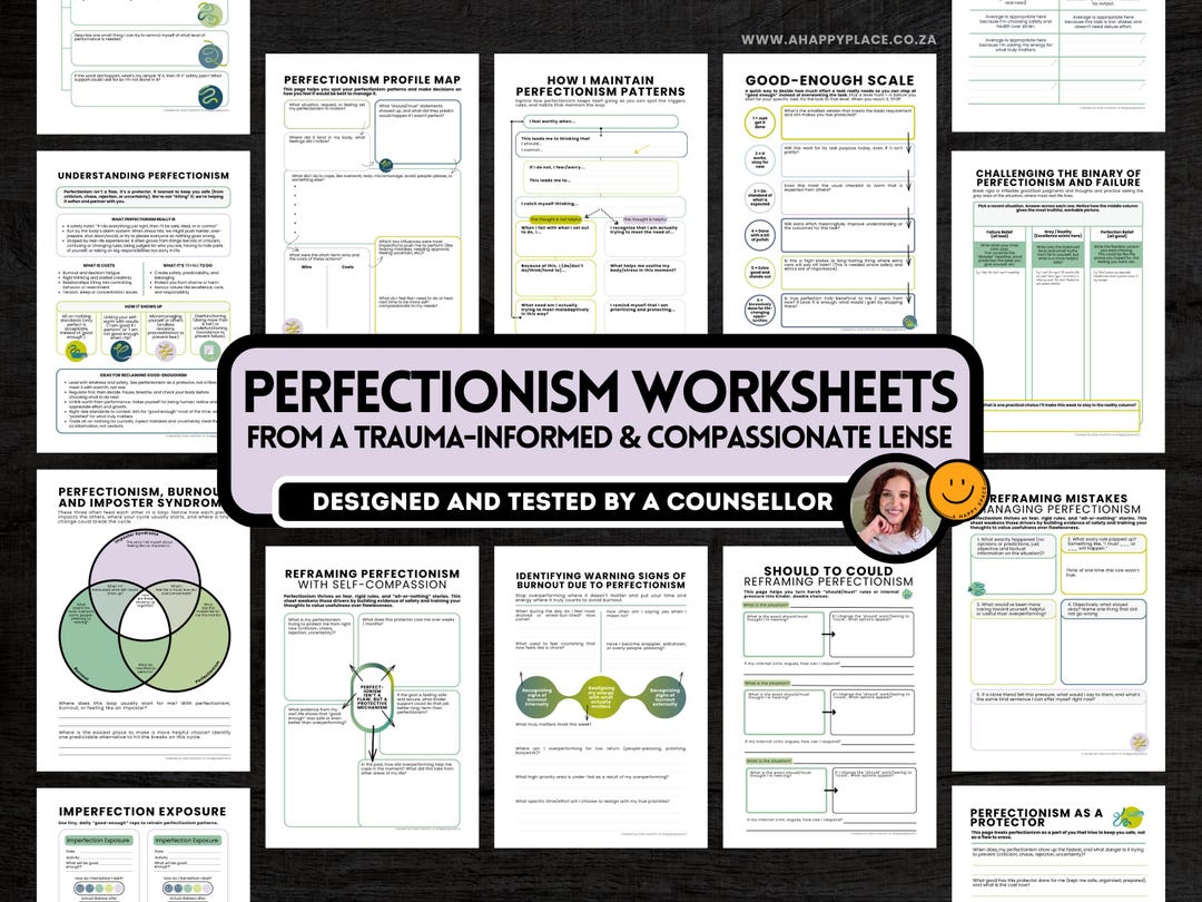 Perfectionism Worksheet, Trauma Informed CBT Therapy & Counseling ...