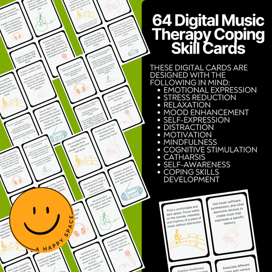 Music Therapy Coping Skills Cards Therapists Creative Intervention ...