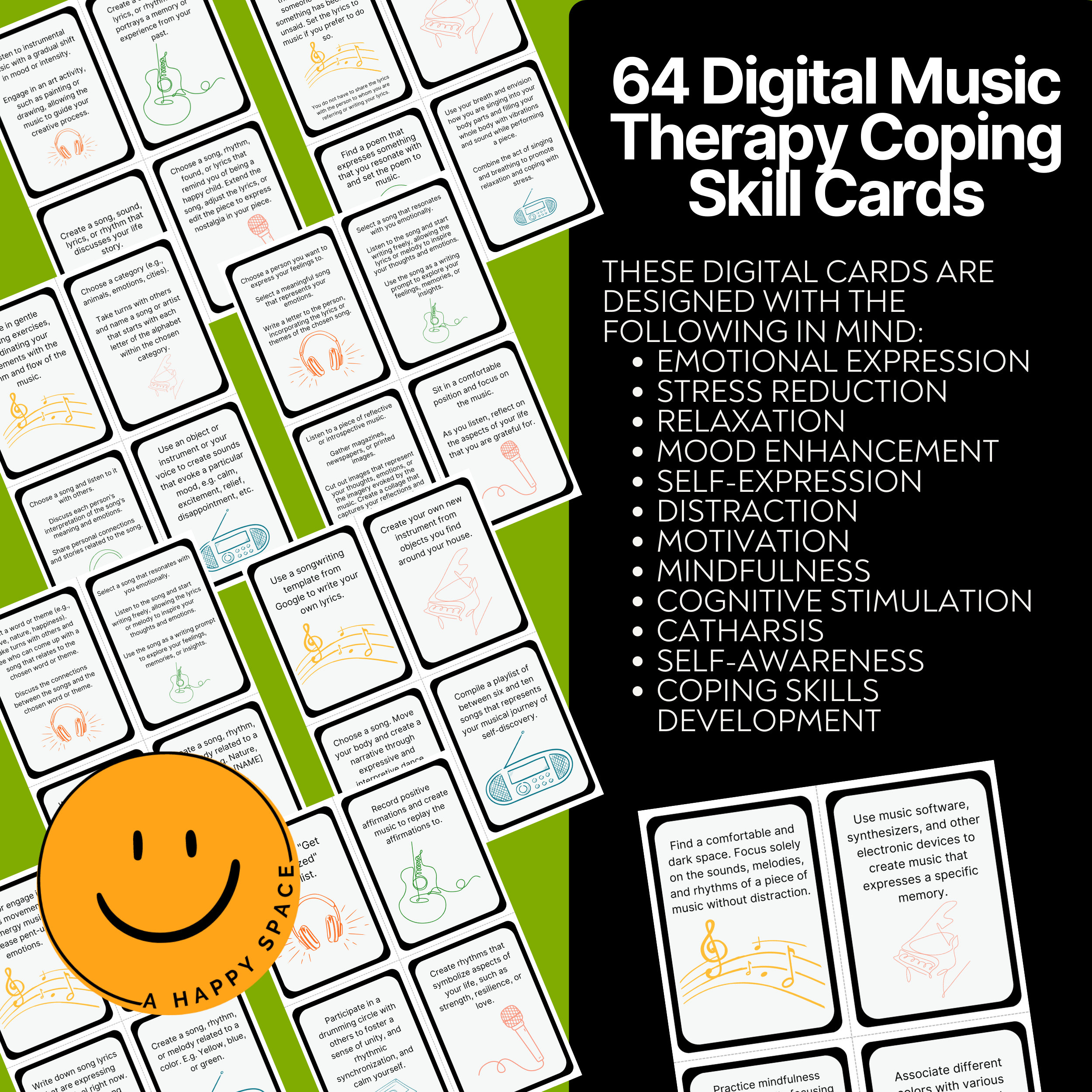 Music Therapy Coping Skills Cards Therapists Creative Intervention ...
