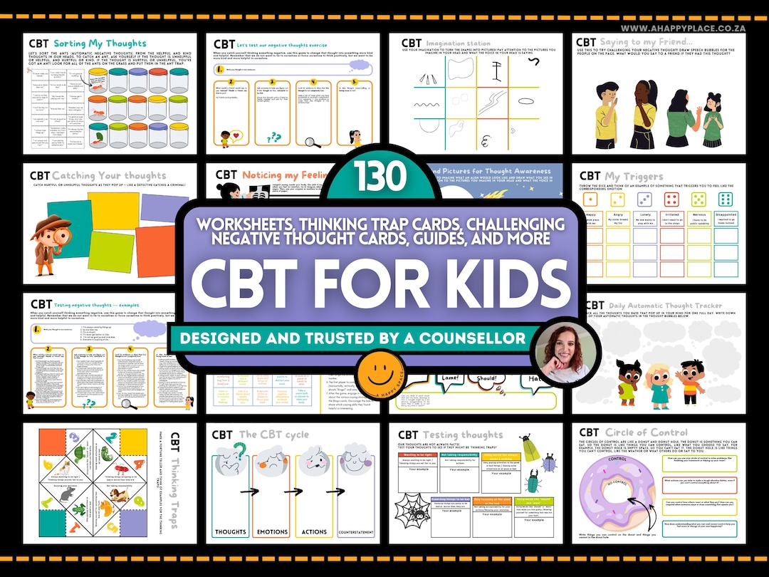 CBT Worksheets for Kids, Cognitive Behavioral Therapy Children Negative ...