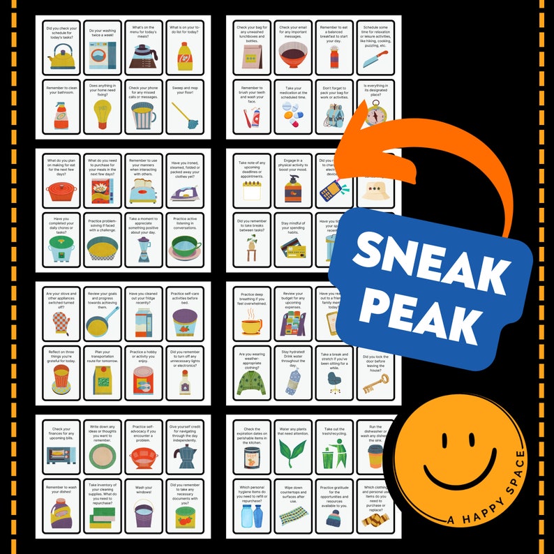 Independent Living Cards for Adults Assisted Reminders Skills Learning ...