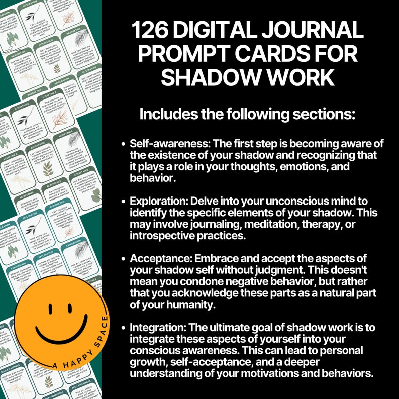 Shadow Work Journal Prompt Cards Emotional Triggers Self Repression ...