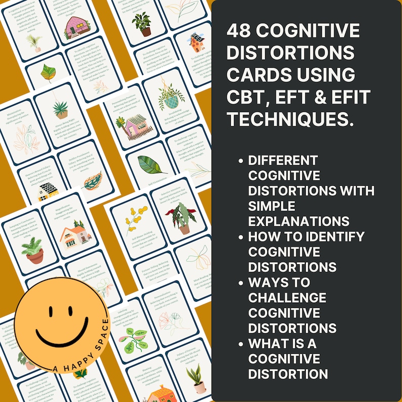 Cognitive Distortions Cards for Adults Negative Thinking Patterns ...