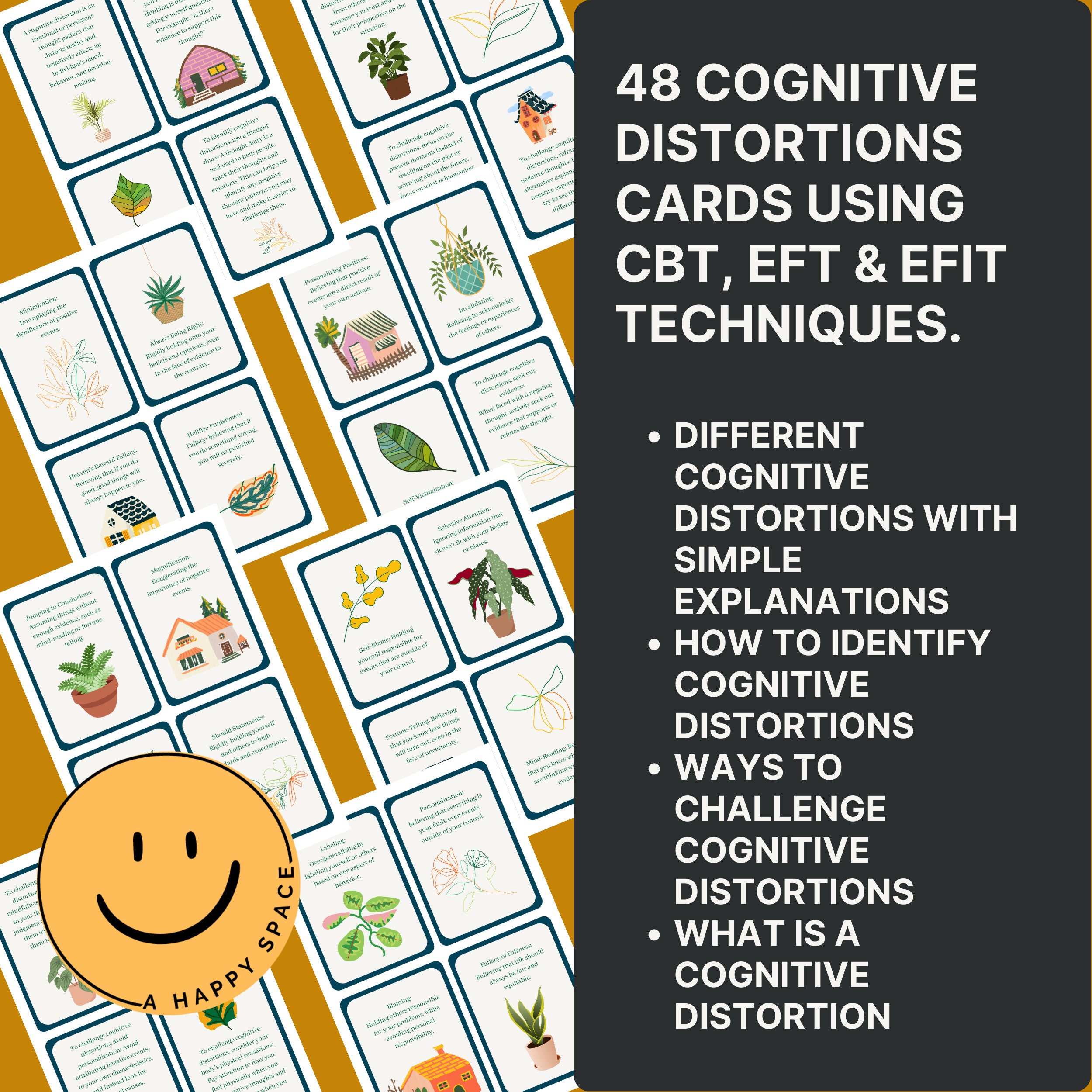 Cognitive Distortions Cards for Adults Negative Thinking Patterns ...