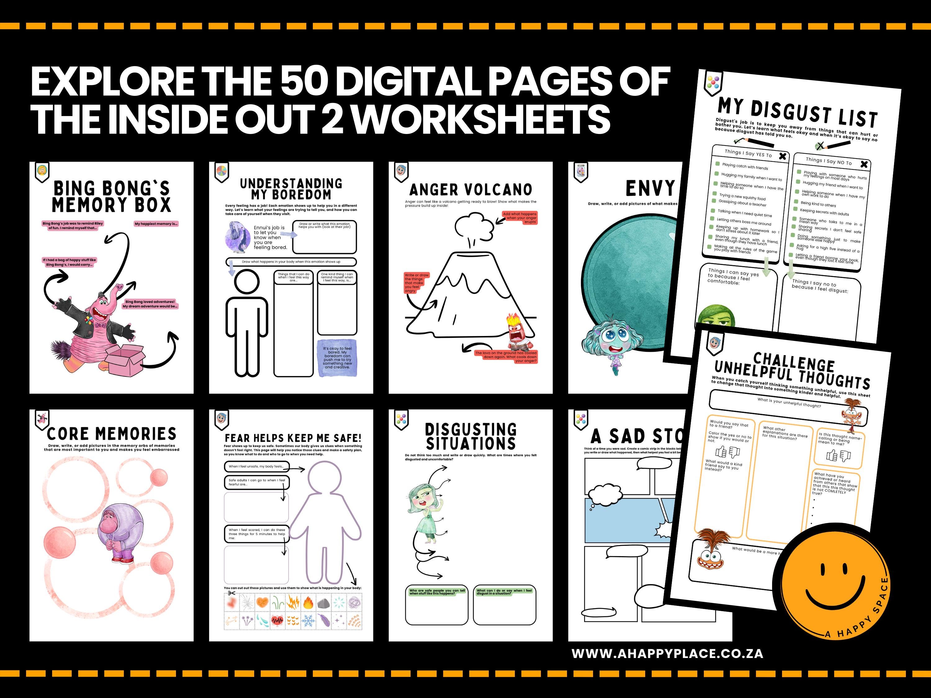 Inside Out 2 Worksheets PDF, Emotional Regulation Printable SEL and ...