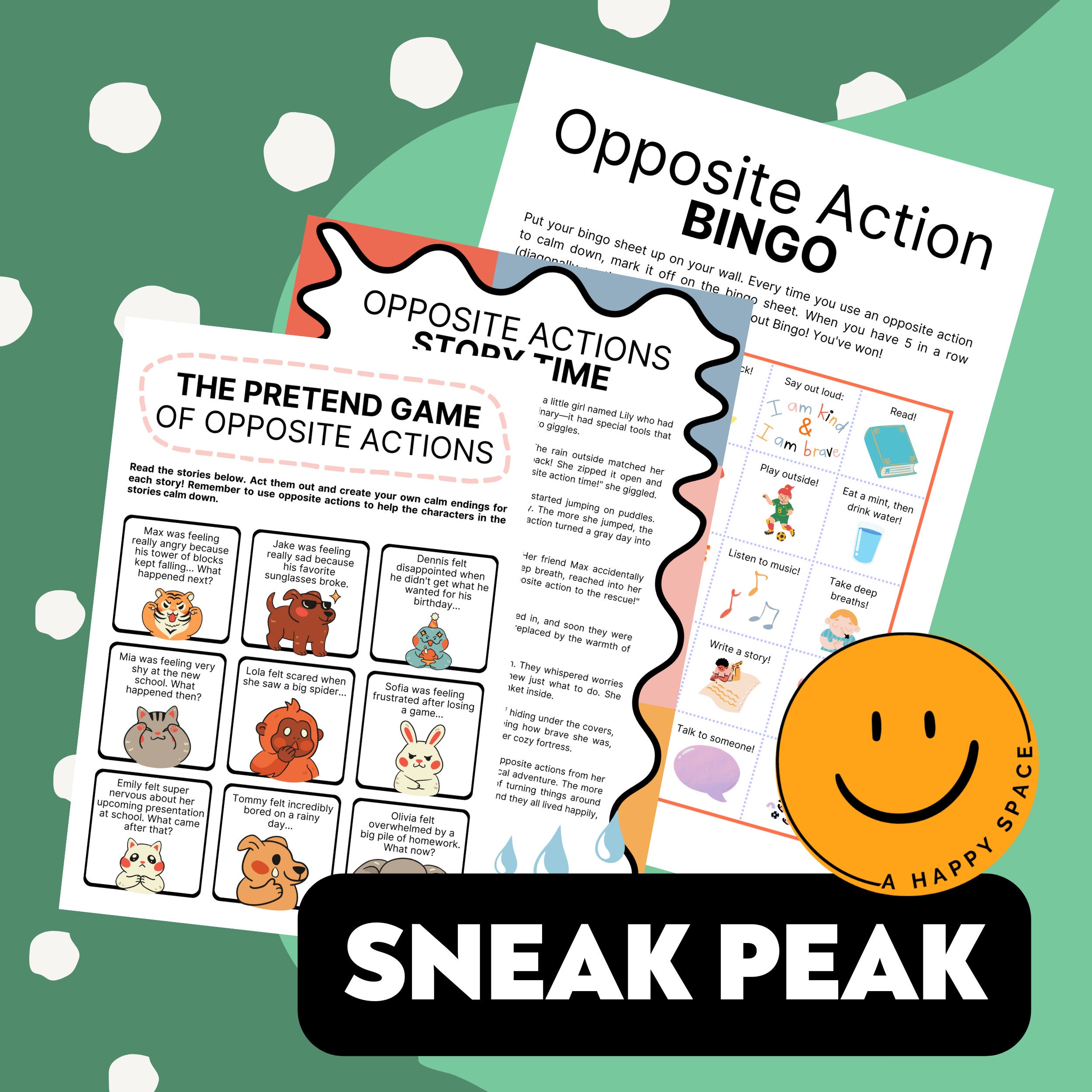 Opposite Action Coping Skills Worksheets Cards for Kids Emotional ...