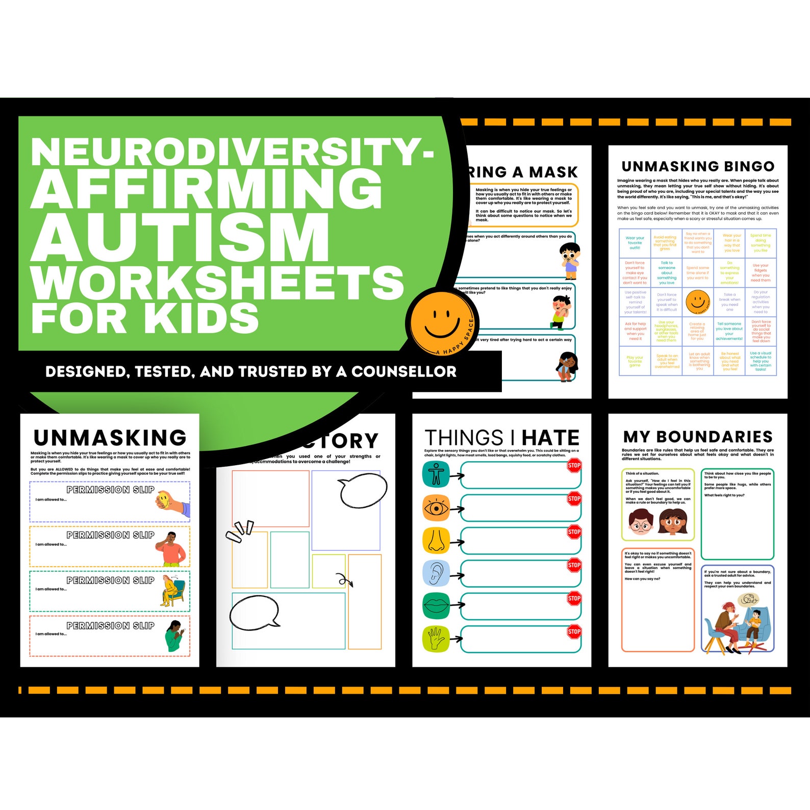 Autism Worksheets ASD Kids Workbook Autistic Children Unmasking Special ...