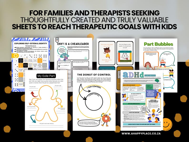 Therapy Worksheets for Kids PDF Bundle, Printable Play Therapy Tools ...