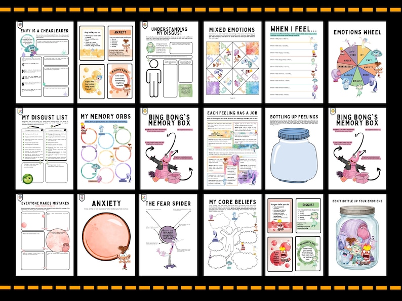 Inside Out 2 Printable Bundle, Emotional Regulation PDF Worksheets ...