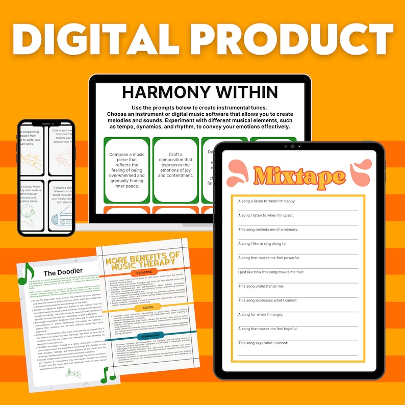 Music Therapy Resource Bundle for Therapists Worksheets Session Ideas ...