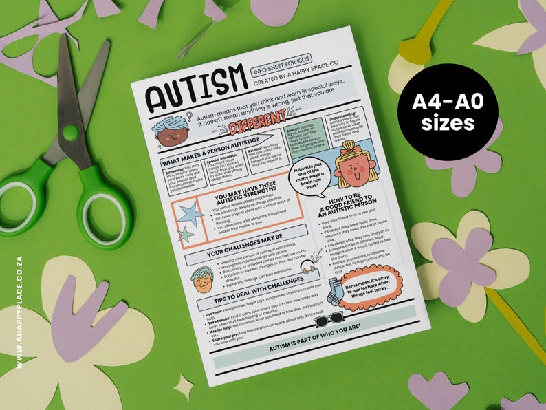 Autism Info Sheets Kids Teens Adults Psychoeducation Worksheets ...