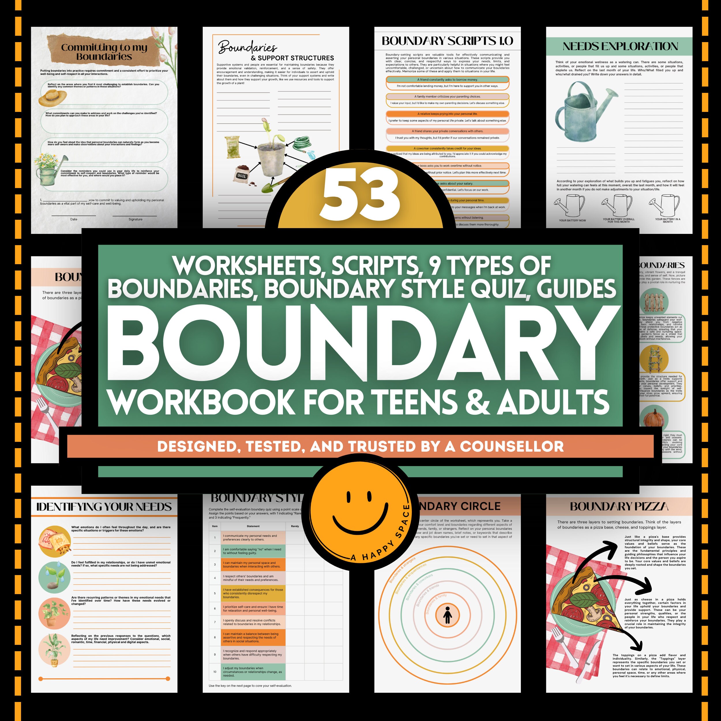 Therapy Counselor Resource Bundle Worksheets Workbook Cards Boundaries ...