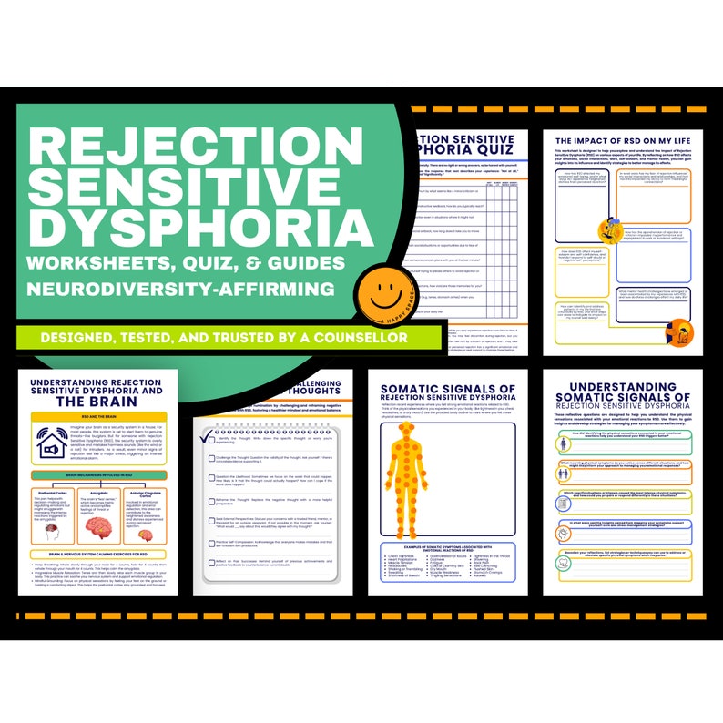 Rejection Sensitive Dysphoria RSD Worksheets Quiz ADHD Autism Spectrum ...