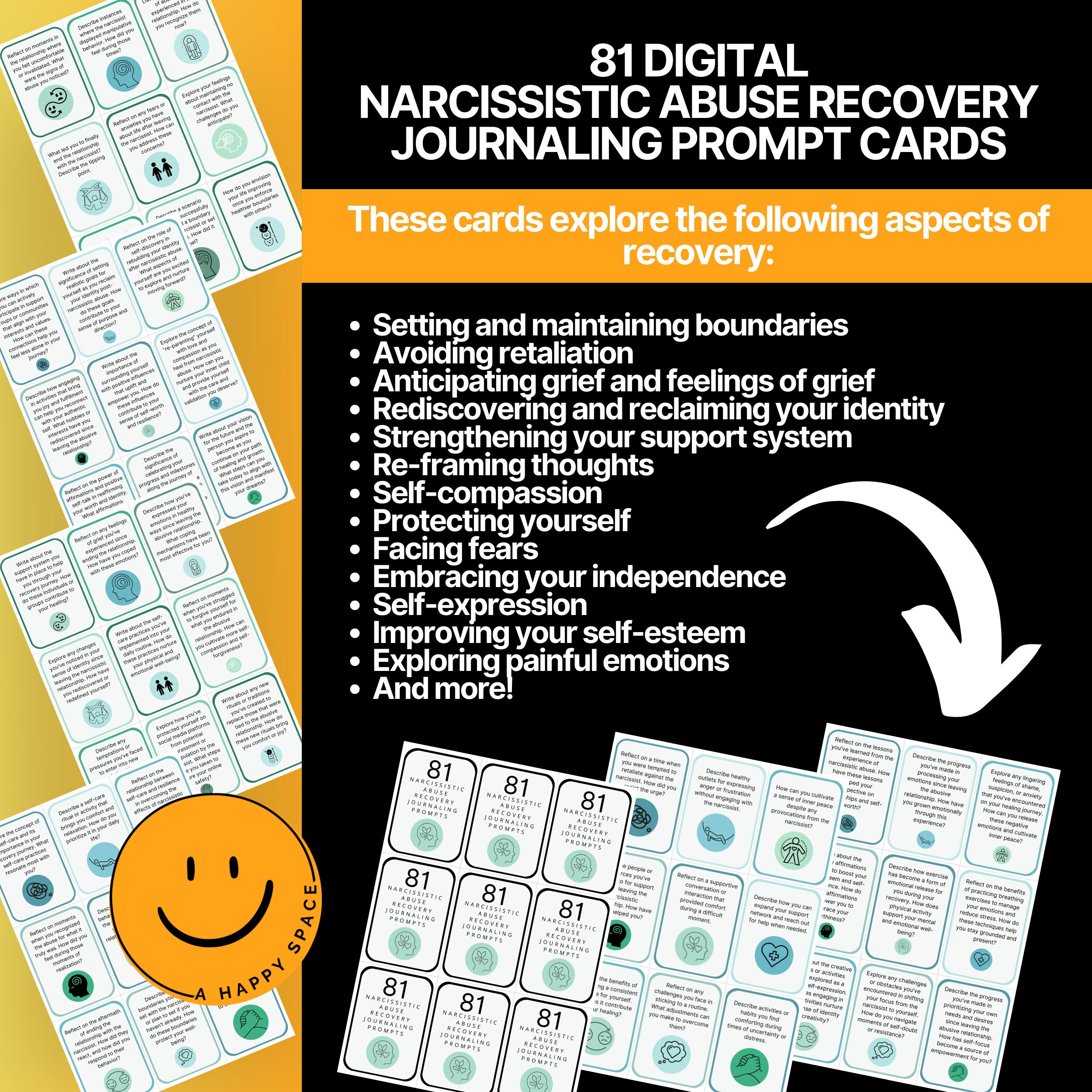 Narcissistic Abuse Recovery Healing Journaling Prompt Cards Cheat ...
