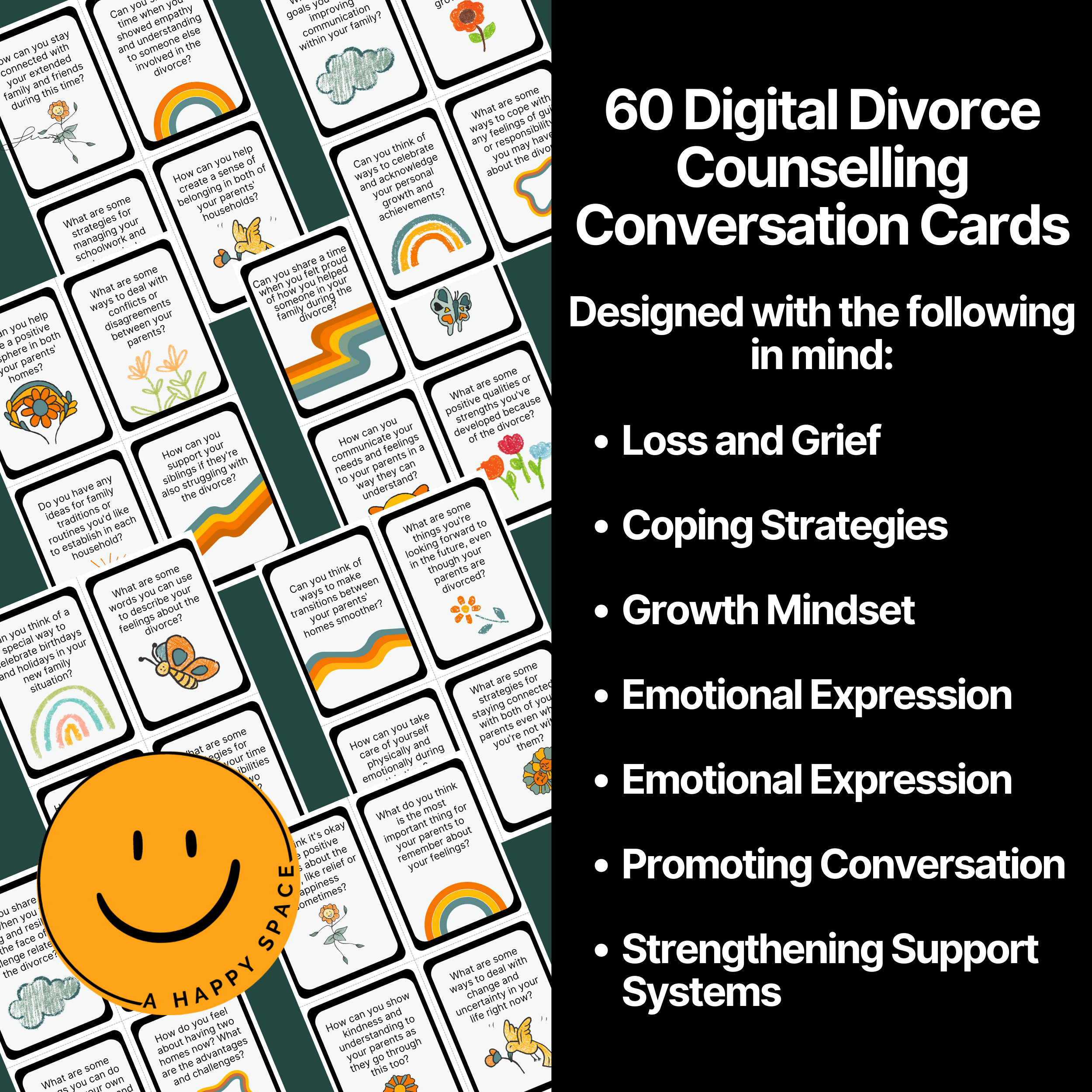 Divorce Counseling Conversation Cards for Kids Separation Questions ...