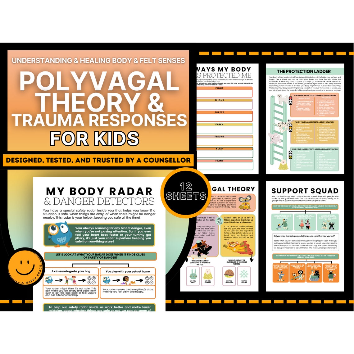 Polyvagal Theory Worksheets for Kids Cheatsheet Nervous System ...