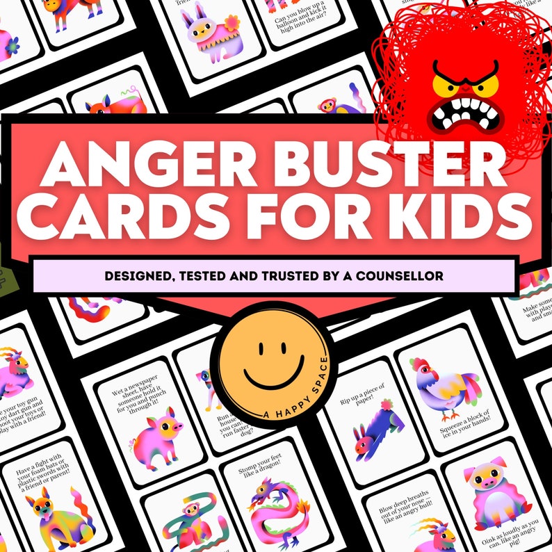 Anger Management Flashcards for Children Coping Skills SEL Play Therapy ...