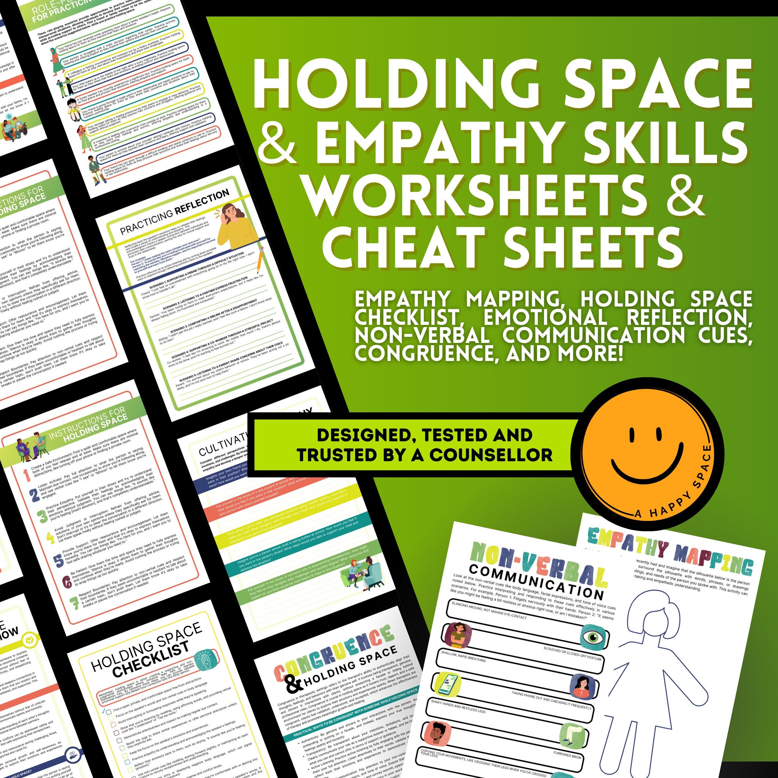 Holding Space Congruence Empathy Skills Worksheets Therapist Support ...