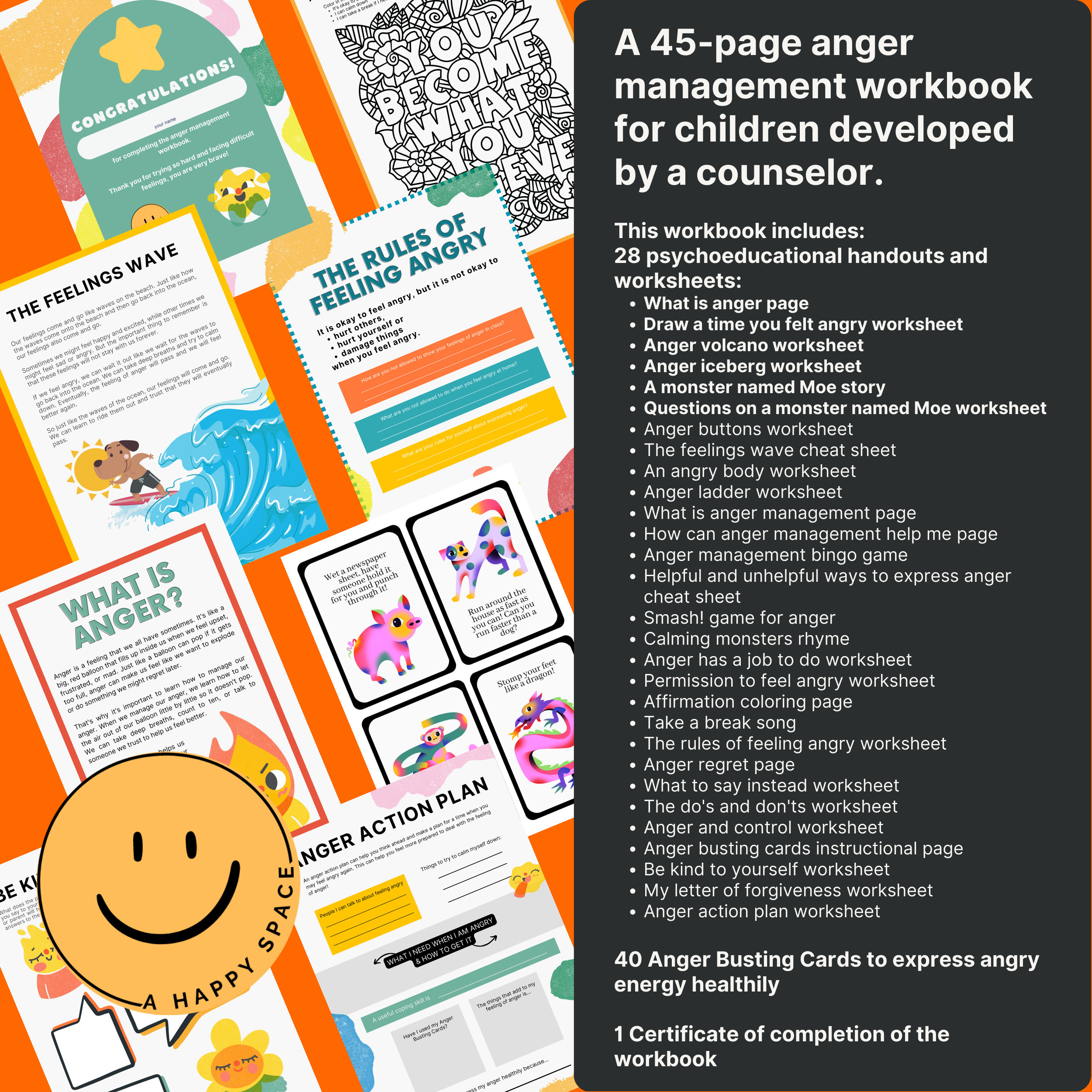 Anger Management Workbook for Kids Anger Worksheets Children - Etsy