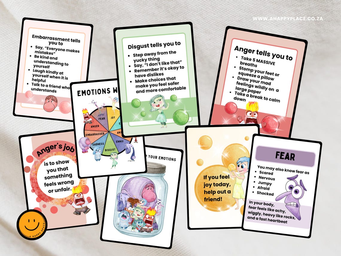 Inside Out 2 Coping Skills Flashcards PDF, Printable Therapy Cards for ...