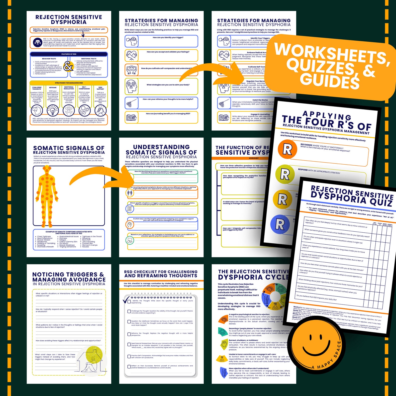 Rejection Sensitive Dysphoria RSD Worksheets Quiz ADHD Autism Spectrum ...