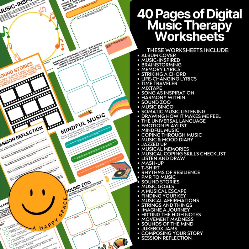 Music Therapy Worksheets for Therapists: Session Ideas Techniques ...