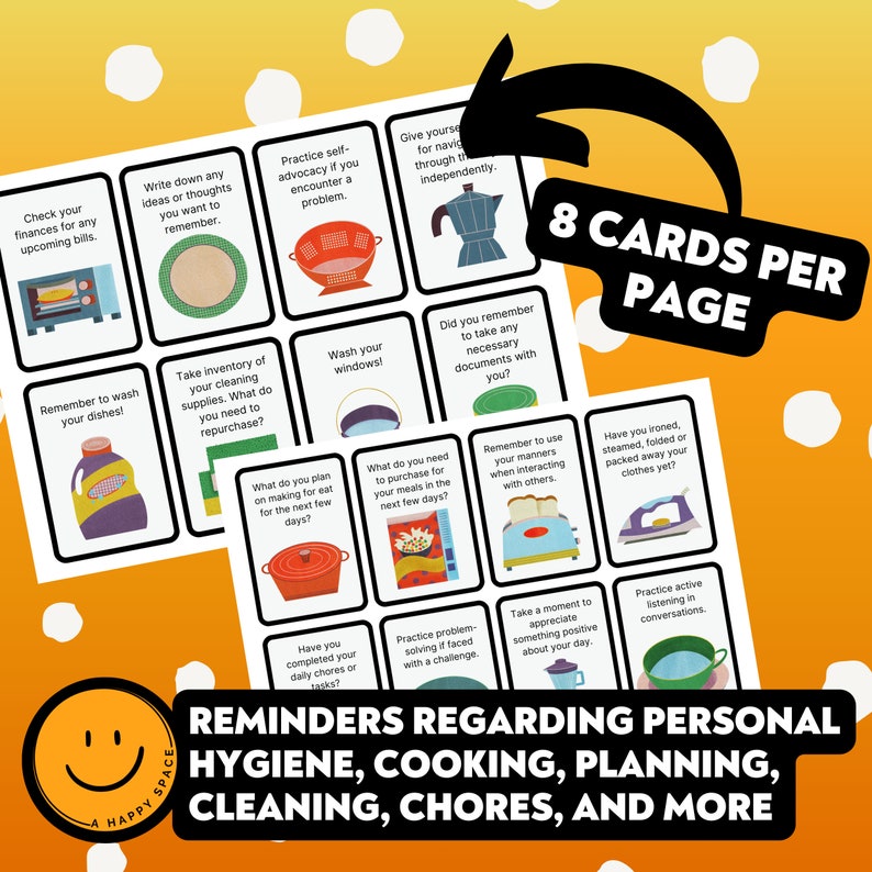 Independent Living Cards for Adults Assisted Reminders Skills Learning ...