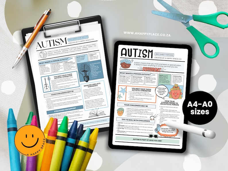 Autism Info Sheets Kids Teens Adults Psychoeducation Worksheets ...