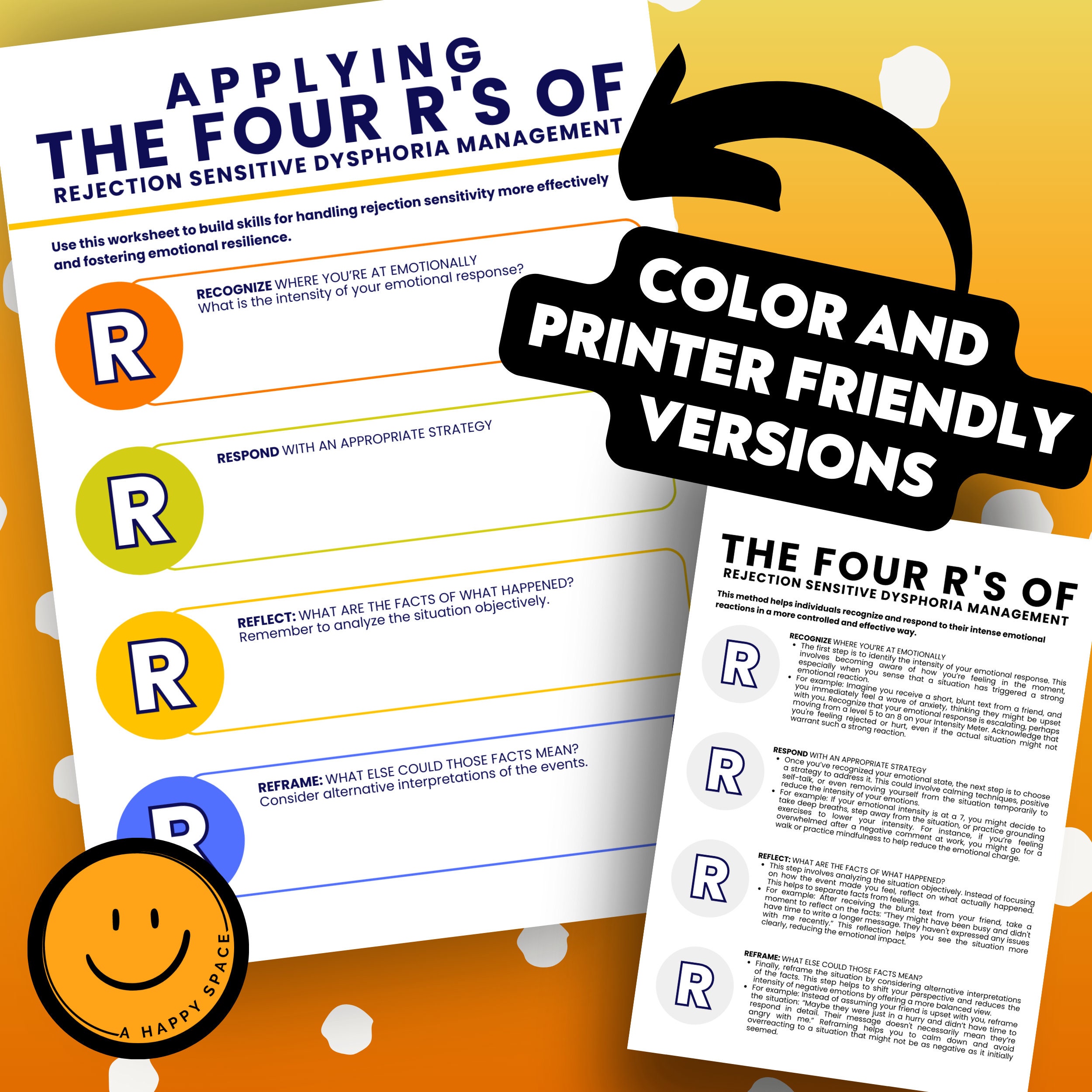 Rejection Sensitive Dysphoria RSD Worksheets Quiz ADHD Autism Spectrum ...