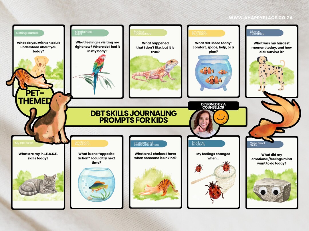 DBT Journal Prompts for Kids, Printable Therapy Skills for Distress ...