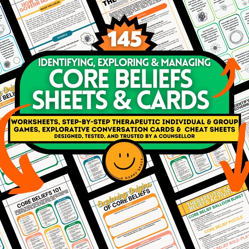 Negative Core Beliefs Worksheets for Therapists Cognitive Behavioral ...