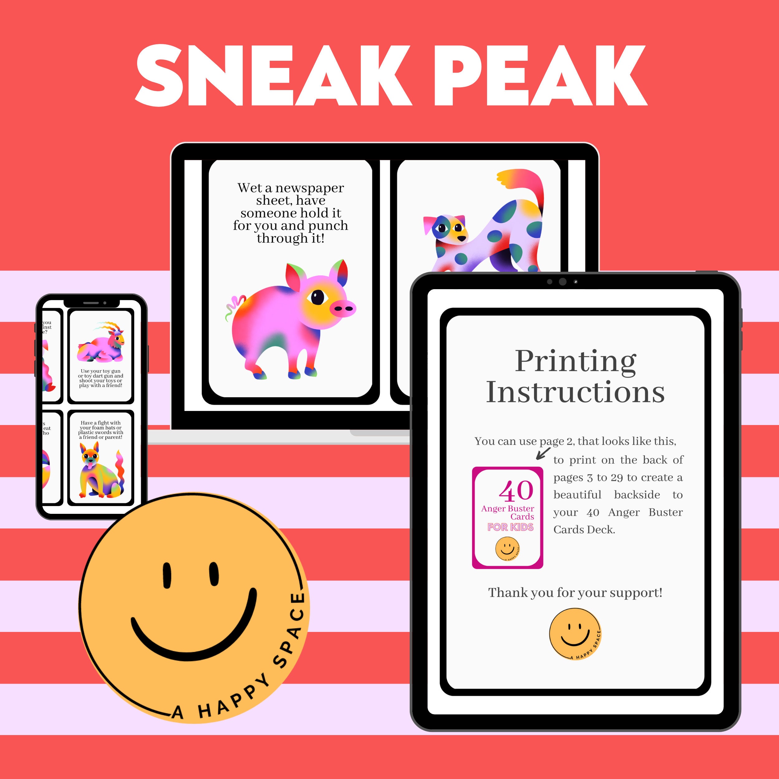 Anger Management Flashcards for Children Coping Skills SEL Play Therapy ...