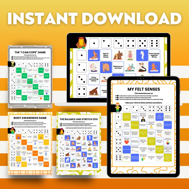 Felt Senses for Kids Dice Game Somatic Awareness Therapy Play Therapy ...