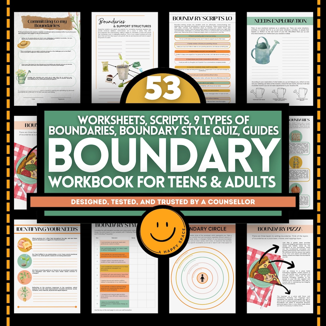 Boundary Workbook Teens Adults 8 Types Styles Boundaries Worksheets ...