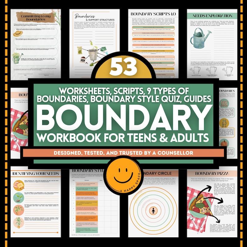 Boundary Workbook Teens Adults 8 Types Styles Boundaries Worksheets ...