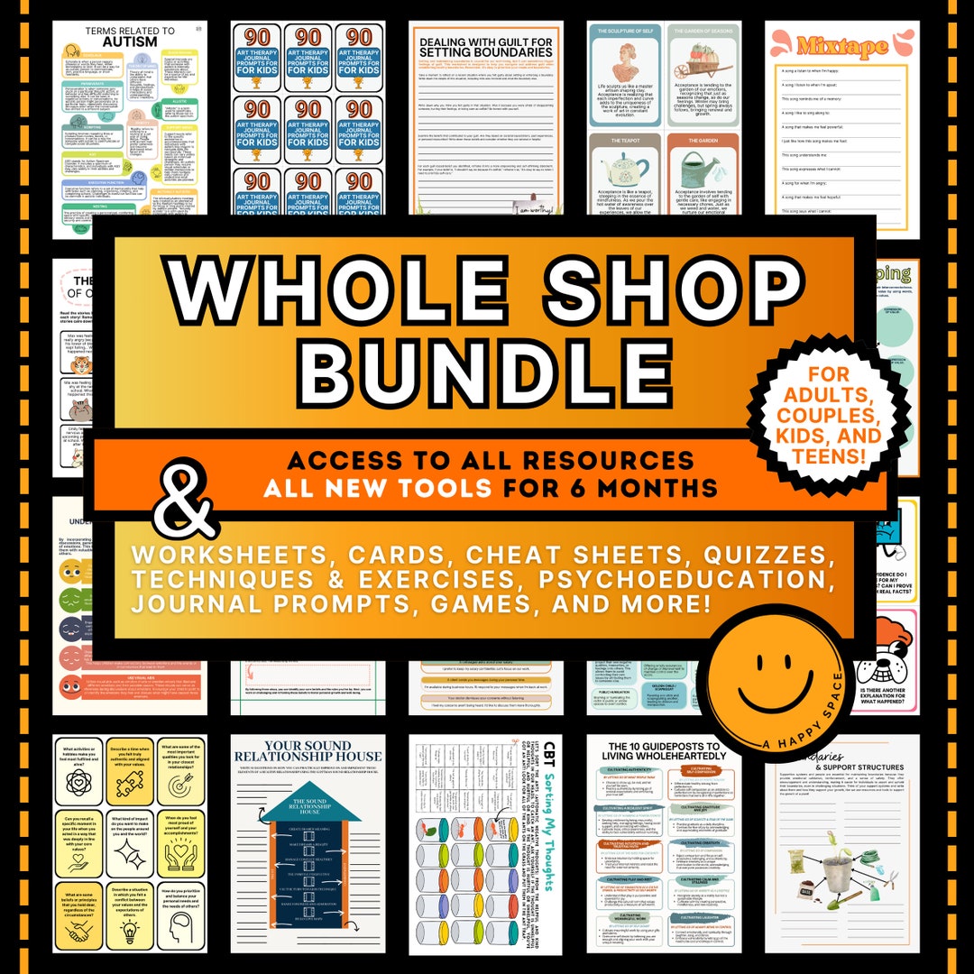 Therapy Worksheets Whole Shop Mega Bundle Trauma Anxiety Depression ...