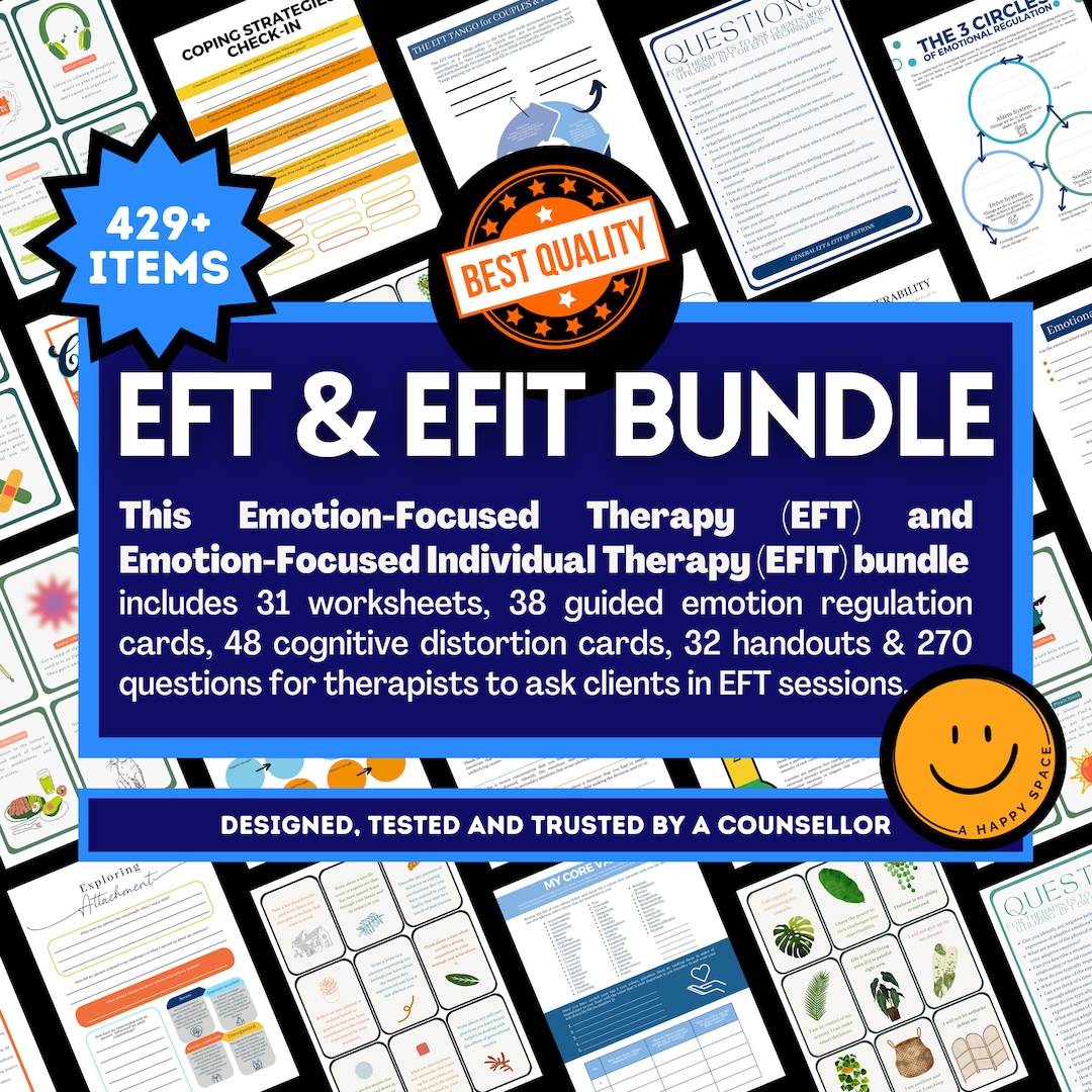 Emotion Focused Therapy EFT Resource Bundle for Therapists Regulation Cards EFIT Worksheets ...