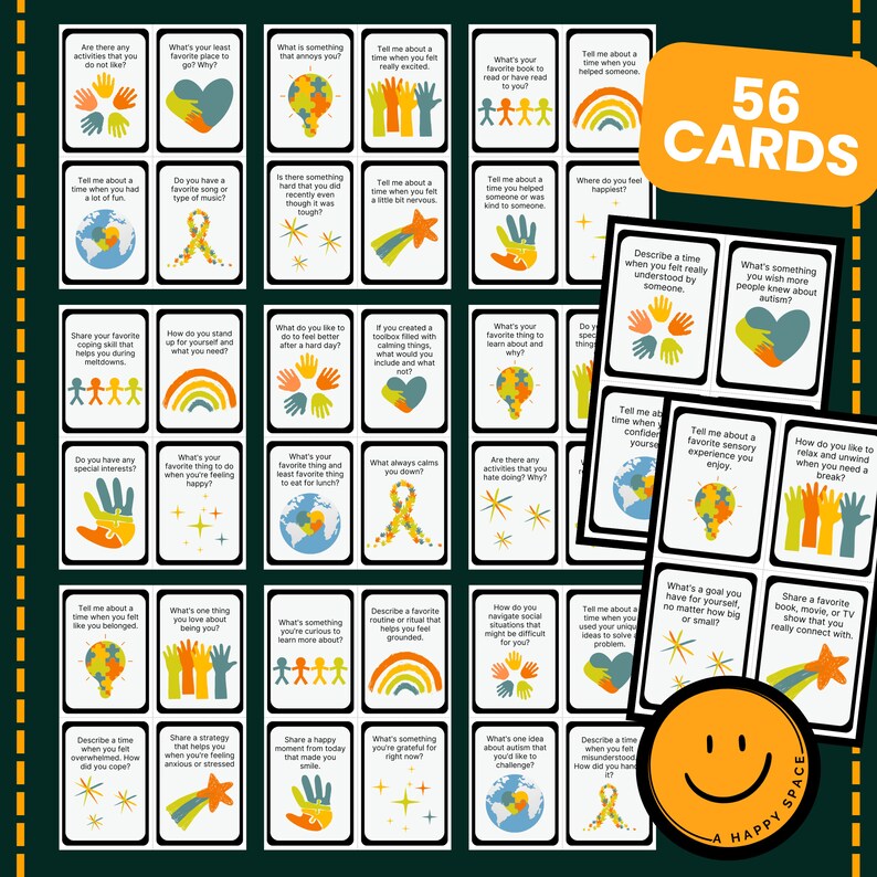 Autism ASC ASD Conversation Cards Kids Tweens Group Therapy Questions ...