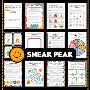 Opposite Action Coping Skills Worksheets Cards for Kids Emotional ...