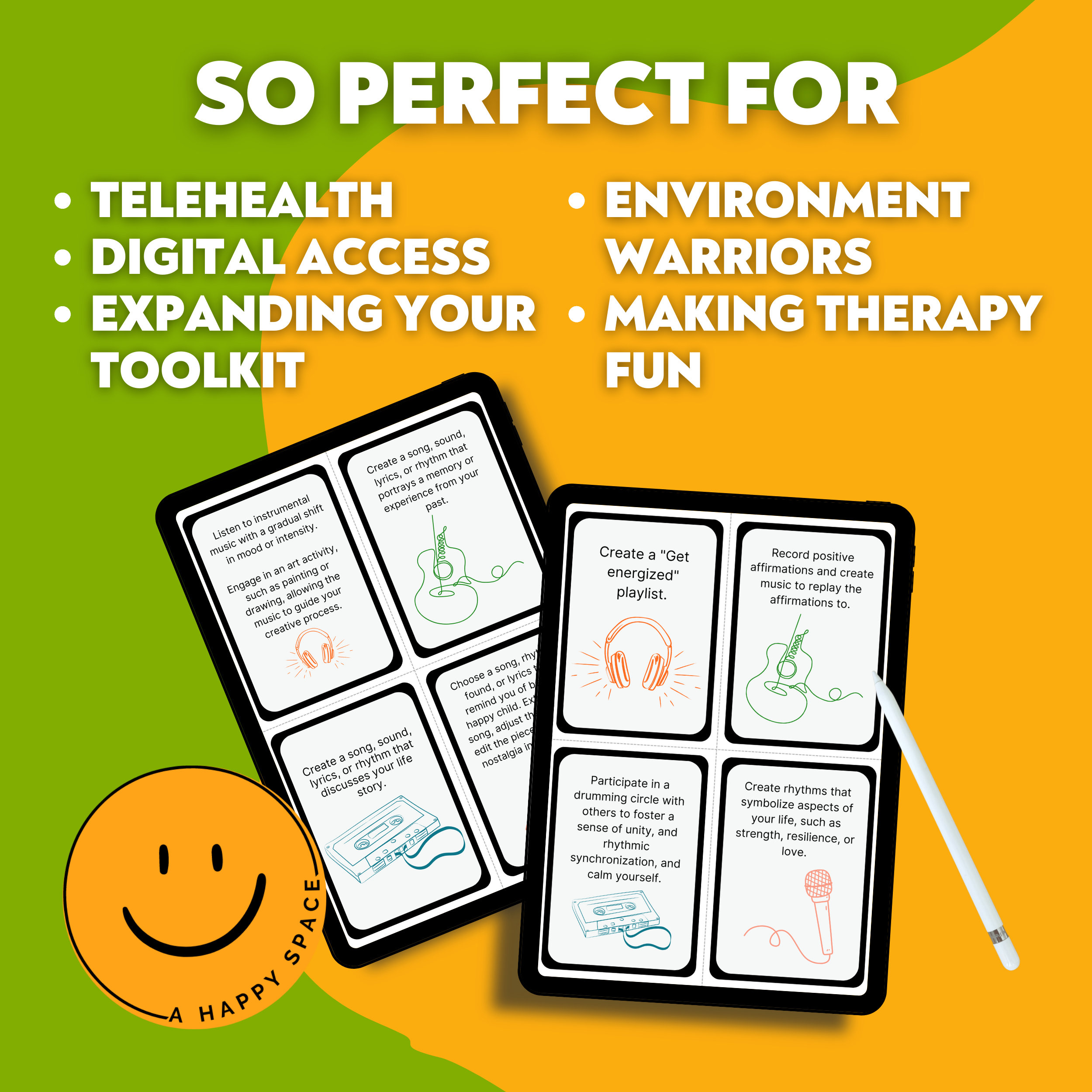 Music Therapy Coping Skills Cards Therapists Creative Intervention Expressive Therapies ISO ...