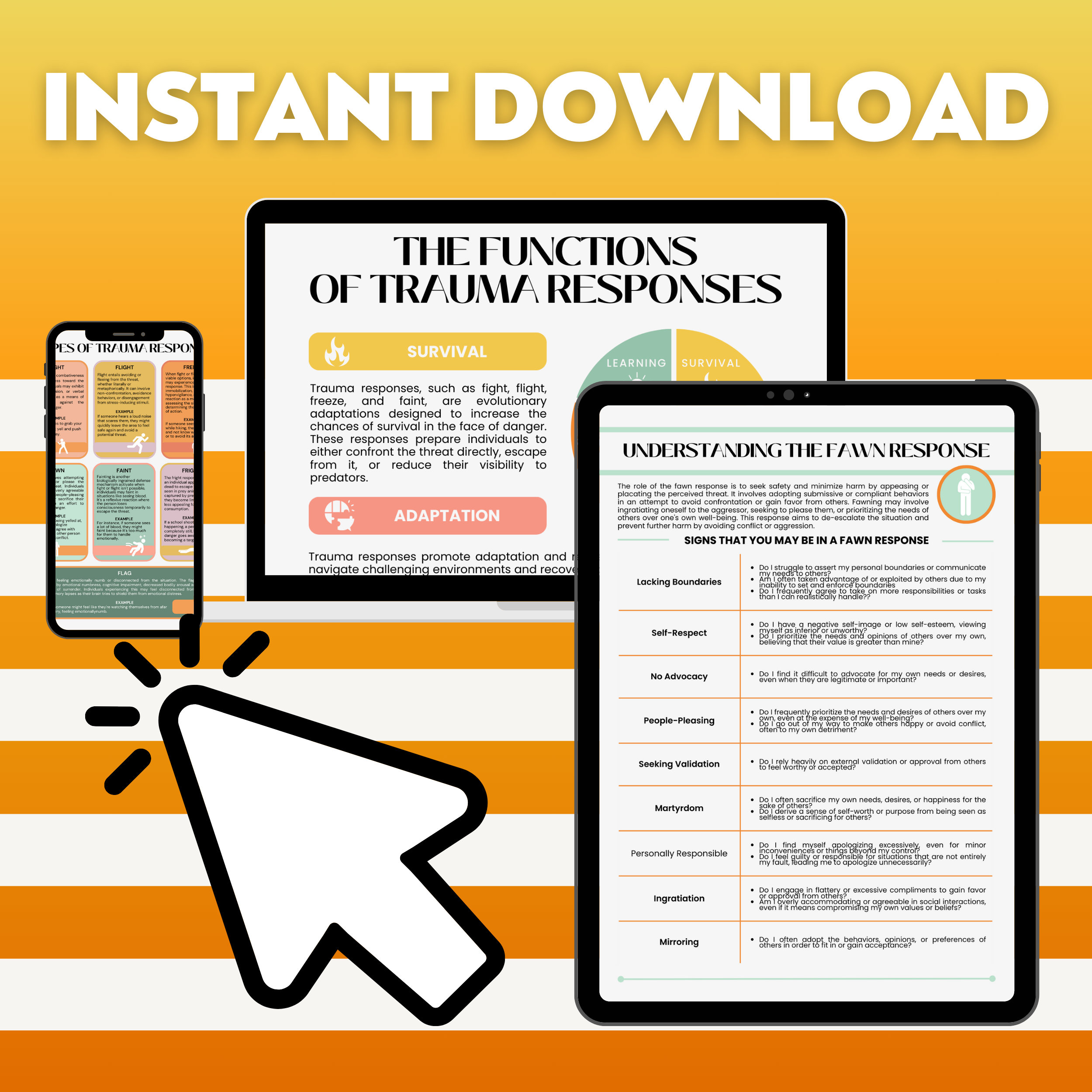 7 Types Signs Fight Flight Freeze Fawn Trauma Response Worksheets ...