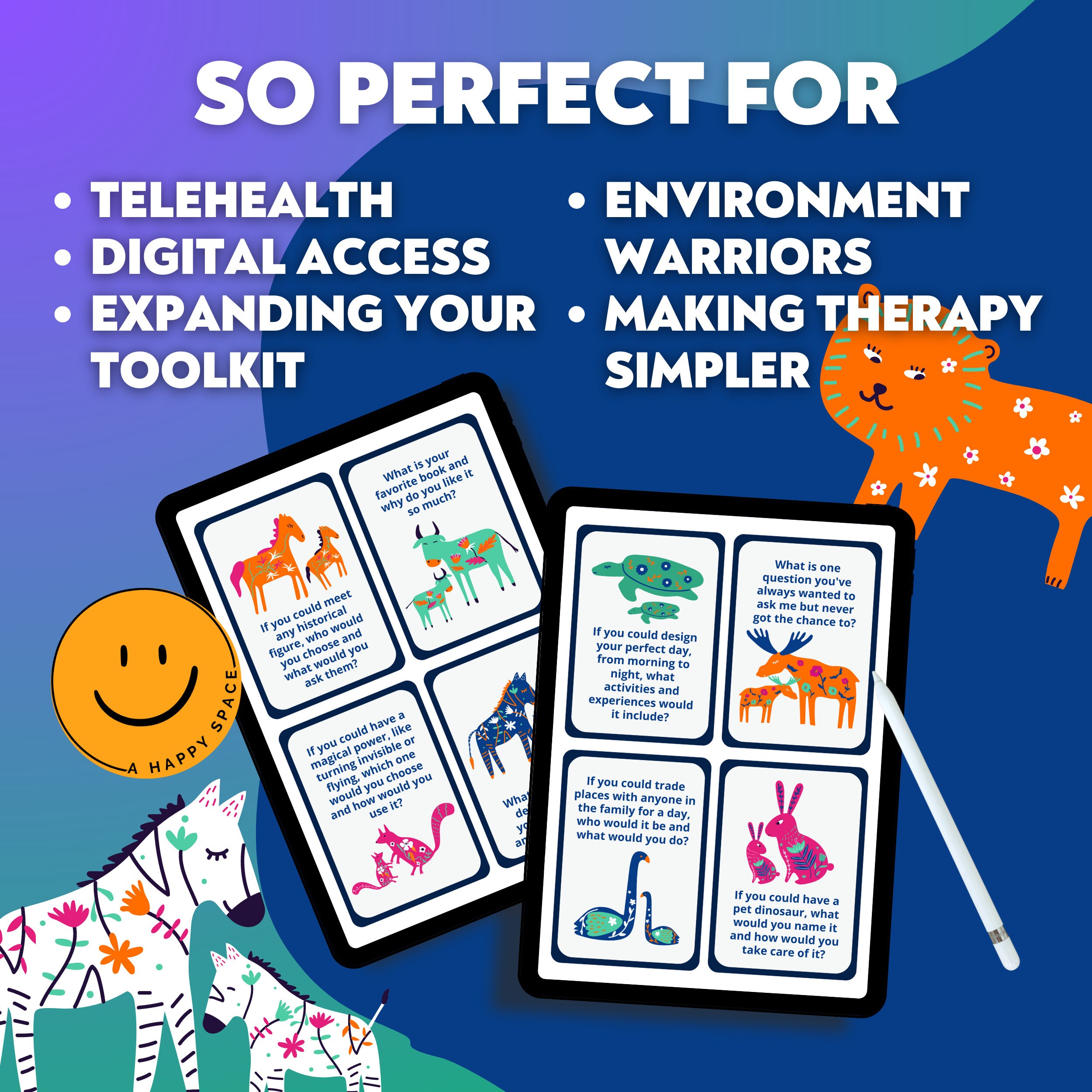 Therapeutic Conversation Cards for Kids, Play Therapy, Social Skills ...